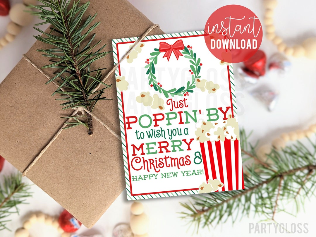 Poppin' by to Wish You A Merry Christmas Appreciation Printable Gift ...