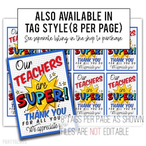 Teacher Appreciation Printable Poster and Sign, Super Hero Teachers ...