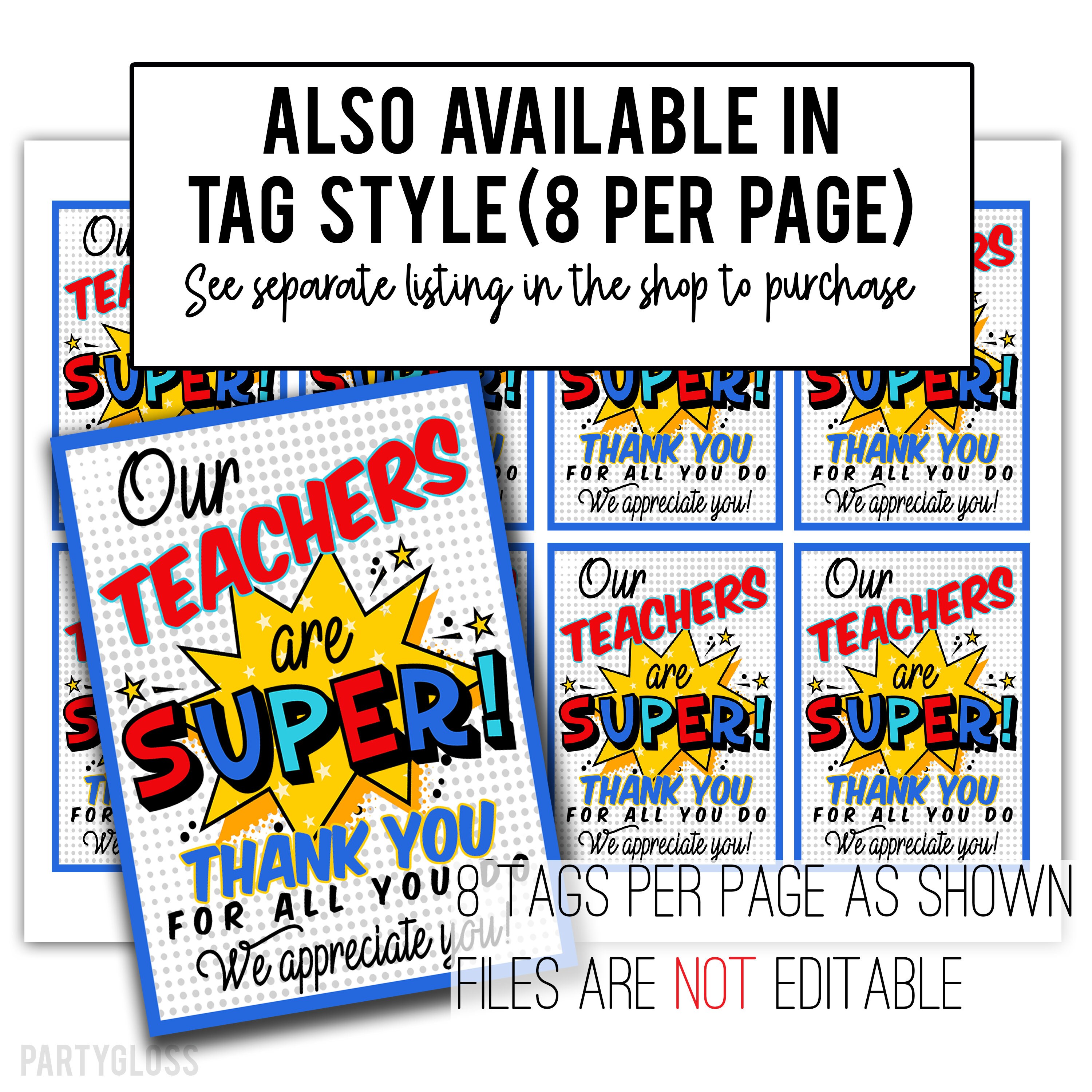 Teacher Appreciation Printable Poster and Sign, Super Hero Teachers ...