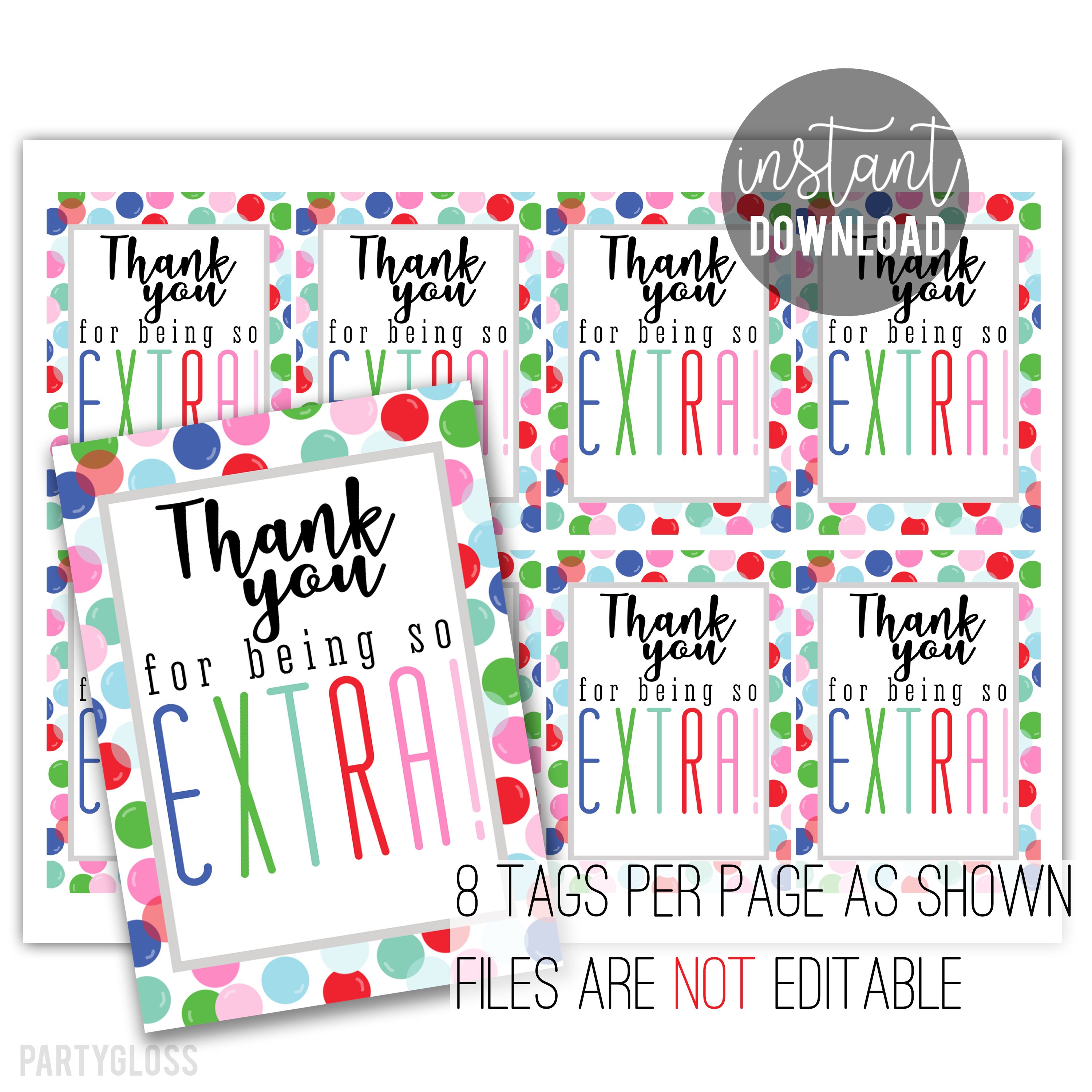 Extra Appreciation Printable Tag Gum Tags Extra Tags - Etsy