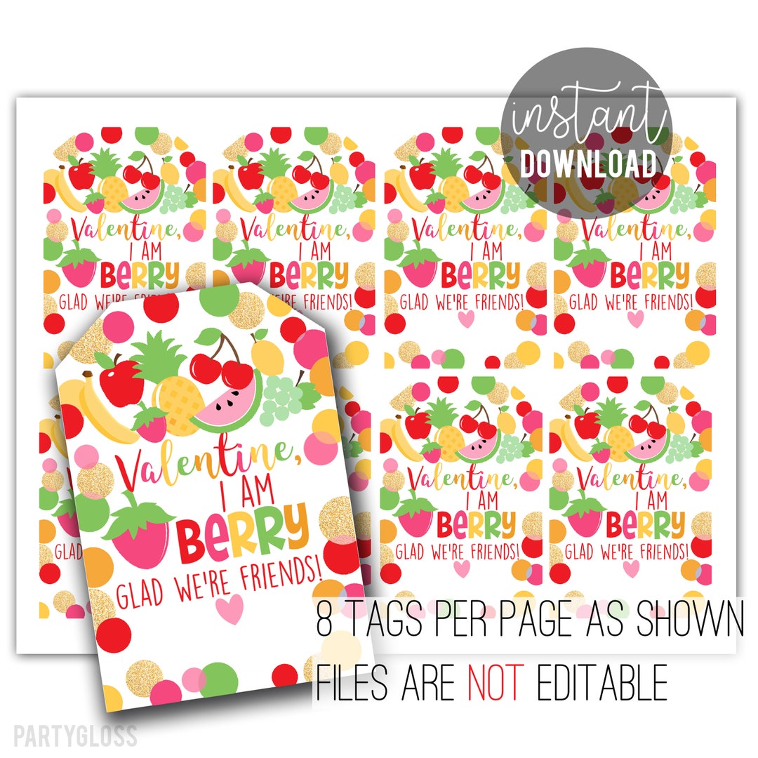 Valentine's Day Printable Tags Fruit Snacks Valentine Fruity Berry Glad ...