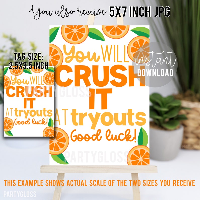 Crush It Tryout Printable Tag Crush Printable Orange Good - Etsy