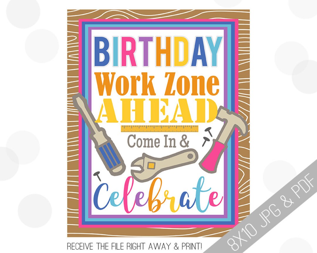Tool Party Printable Sign | Girl Tools Welcome Sign | Tools Door Sign ...