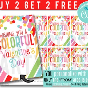 Editable Rainbow Crayon Valentine's Day Printable Tags, Wishing Your A ...