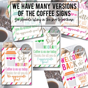 Sip Sip Hooray Coffee Appreciation Printable 8x10 Sign, Employee Team ...