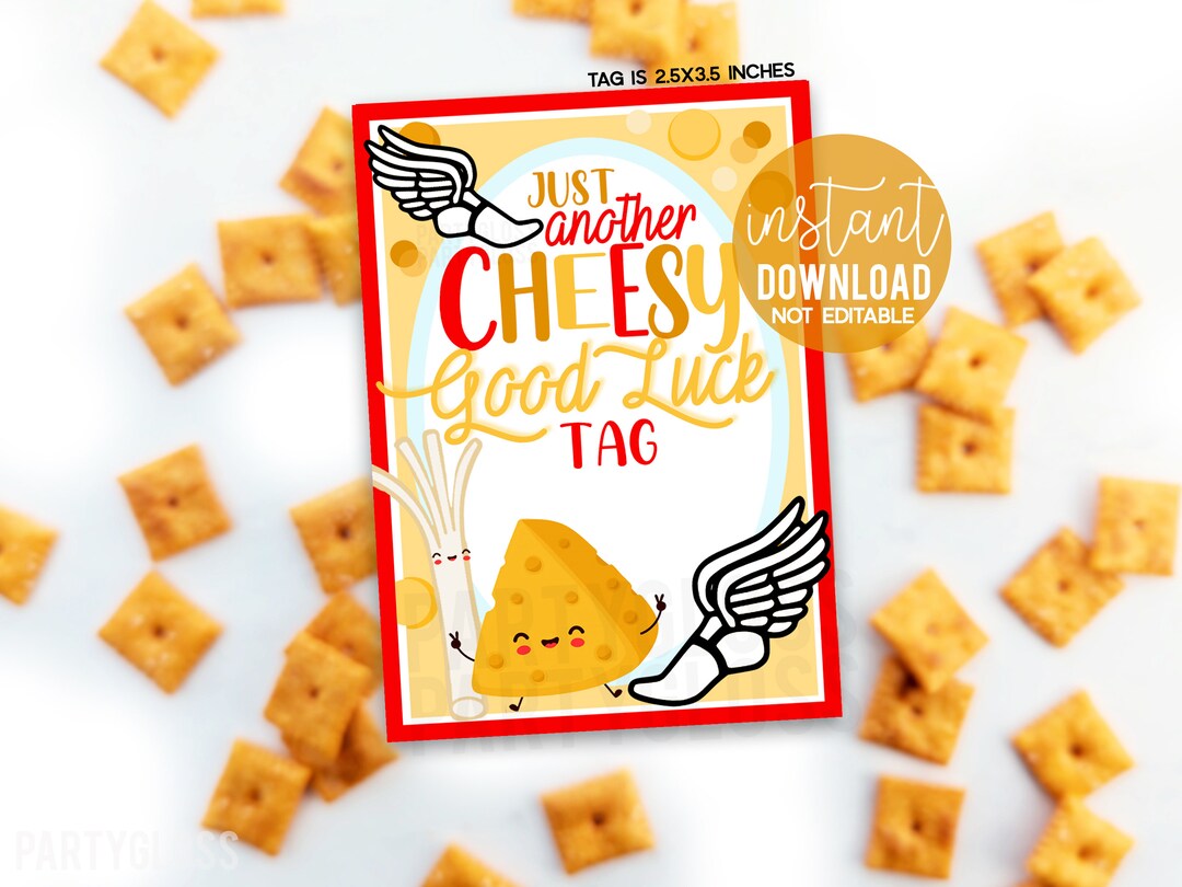 Track and Field Cheesy Good Luck Printable Gift Tags, Cheese Crackers ...