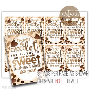 Teachers and Staff Appreciation Week Chocolate Printable Gift Tags ...