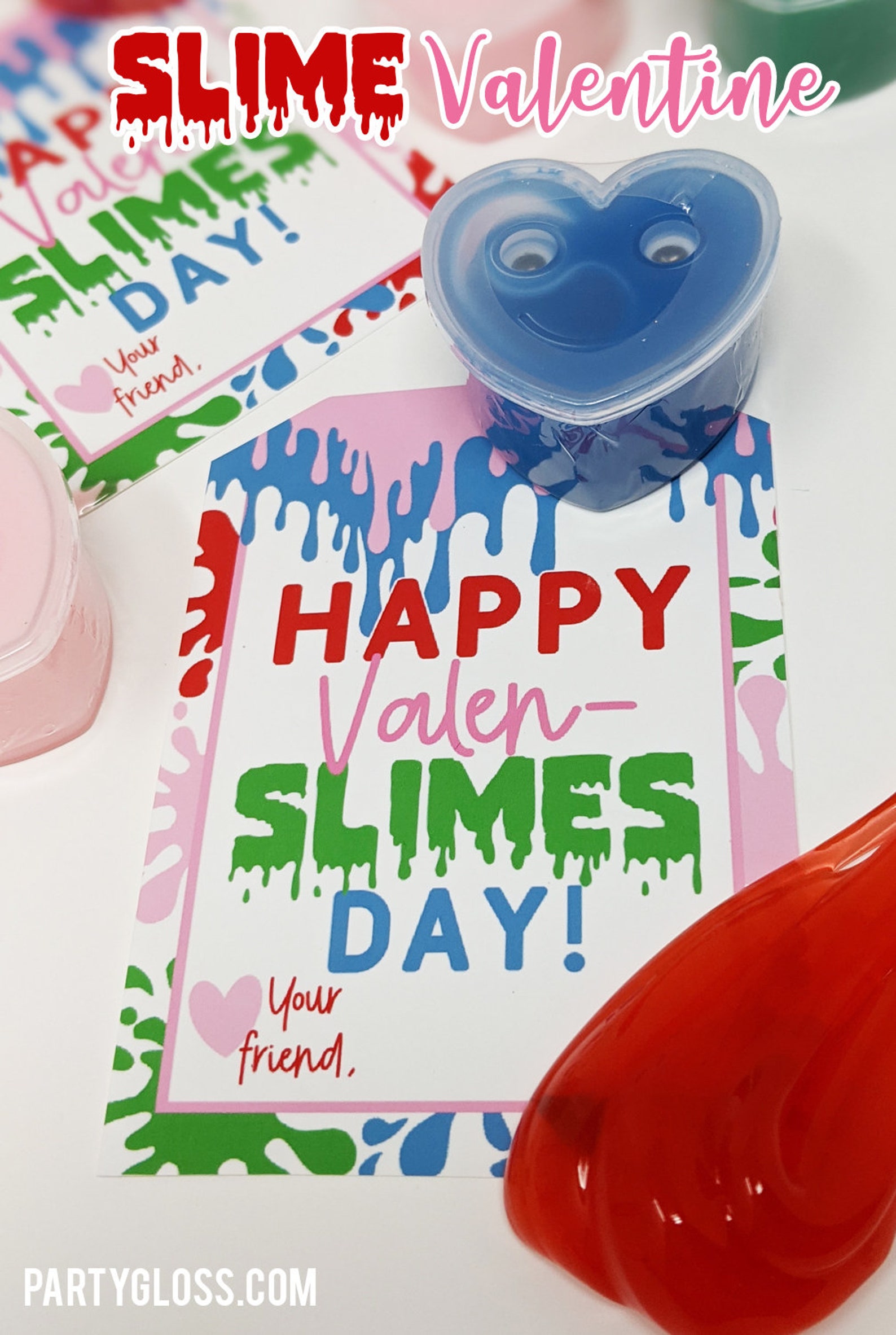 Slime Valentine's Day Printable Tag Non Food Valentine - Etsy