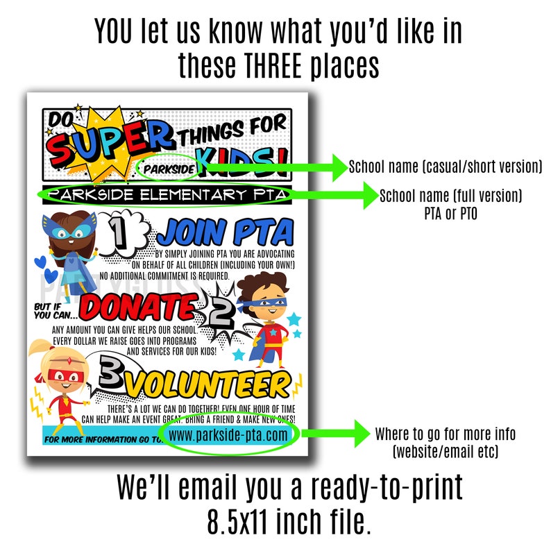Join PTA Printable Flyer PTO PTA Flyer Super Hero Theme | Etsy