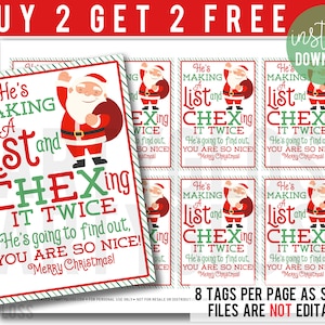 Christmas Santa Making A List Checking It Twice Appreciation Printable ...