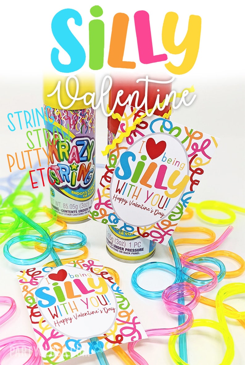 Valentine's Day Printable Tags Crazy Straw Valentine Silly - Etsy