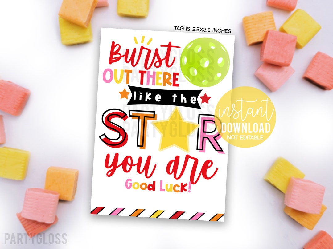 Pickleball Star Printable Gift Tags Burst Out There Like the Star You ...