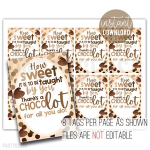 Chocolate Teacher Appreciation Printable Tag | Chocolate Printable ...