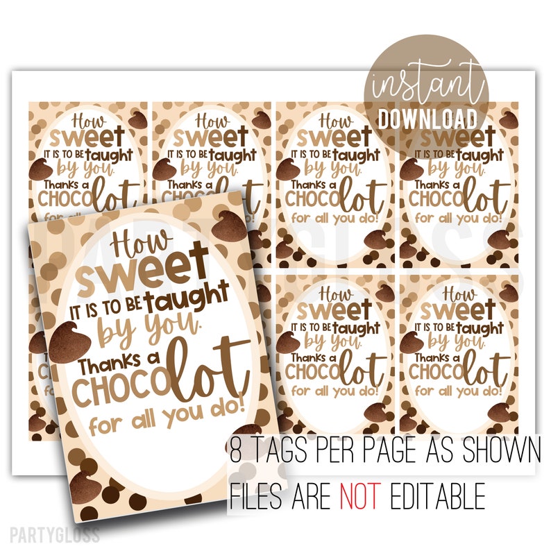 Chocolate Teacher Appreciation Printable Tag Chocolate - Etsy