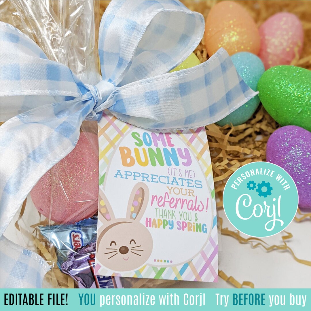 Editable Easter Referral Appreciation Bunny Printable Tags Happy Spring ...