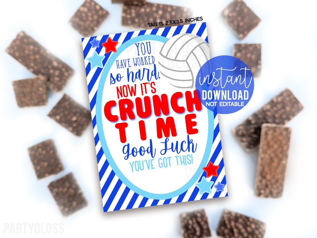 Volleyball Crunch Time Good Luck Printable Gift Tags, Chocolate Candy ...