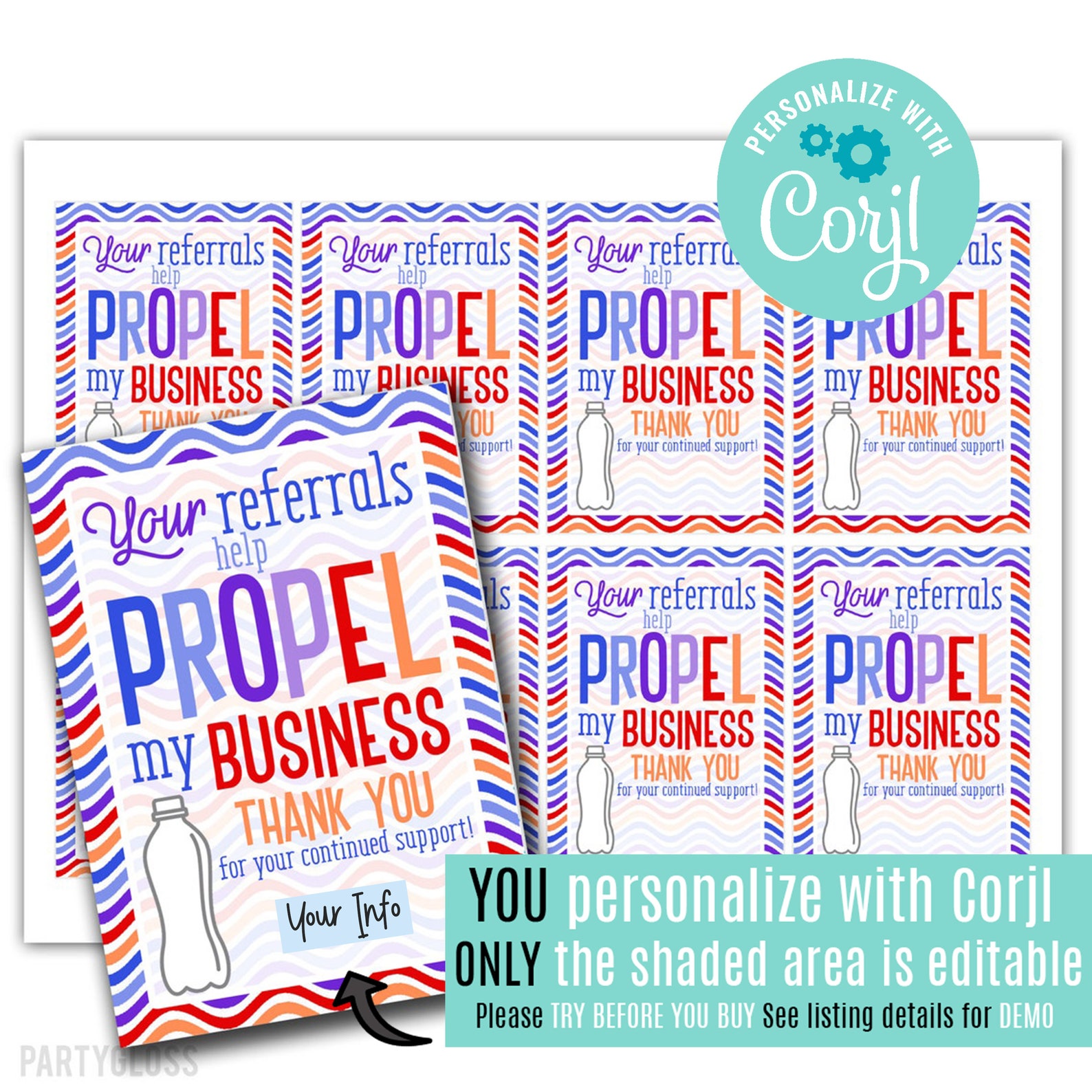 Editable Referral Appreciation Printable Tag Propels My | Etsy