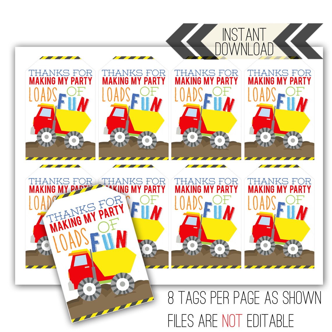 Construction Party Printables Construction Favor Tags - Etsy