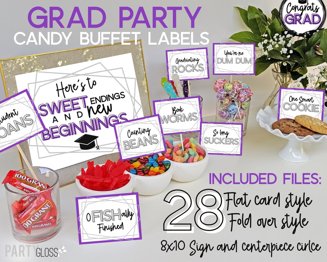 Graduation Candy Buffet Labels | Candy Bar Labels | Grad Party ...
