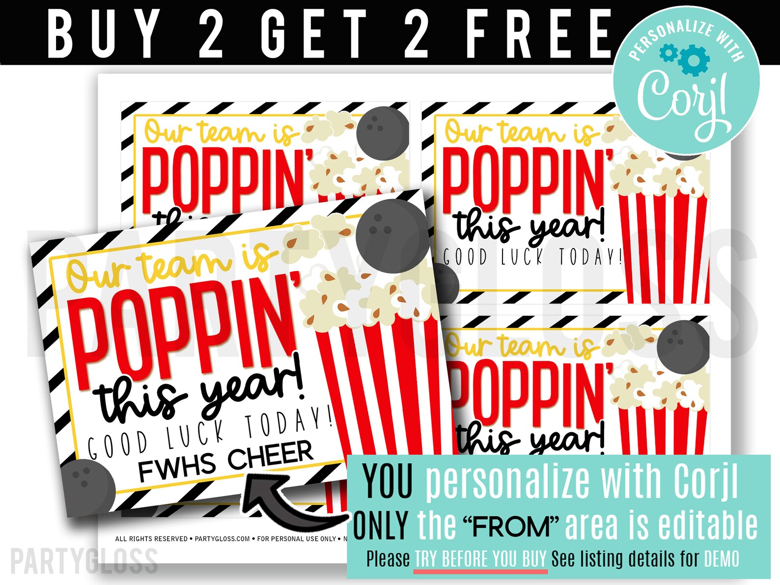 Editable Bowling Printable | Popcorn Card | Awesome Bowling Season ...