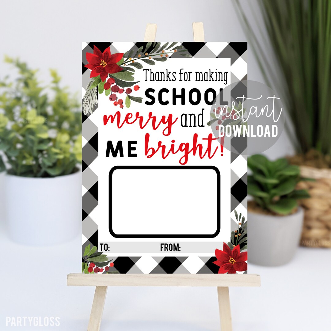 Christmas Teacher Printable Gift Card Holder, Holliday Teacher Giftcard ...