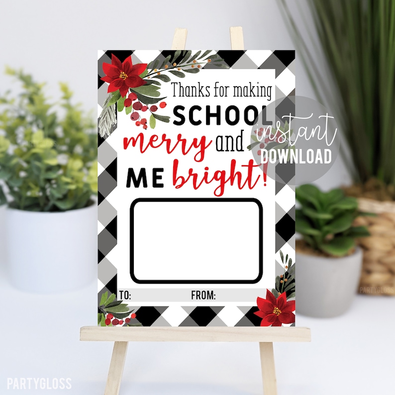 Christmas Teacher Printable Gift Card Holder Teacher Gift - Etsy