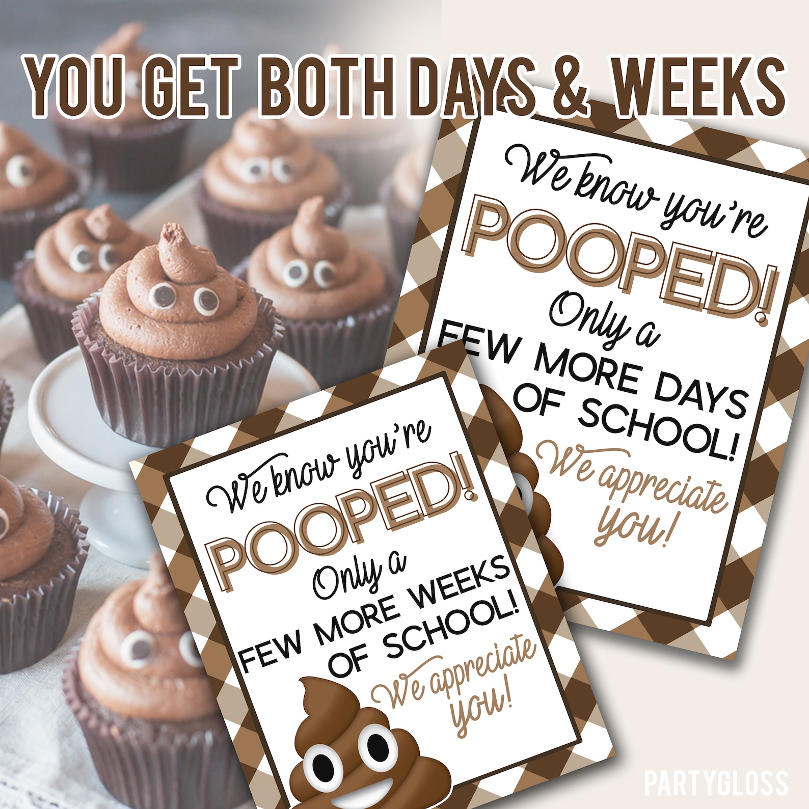 We Know You're Pooped Teacher Appreciation Printable 8x10 Sign, Poop ...