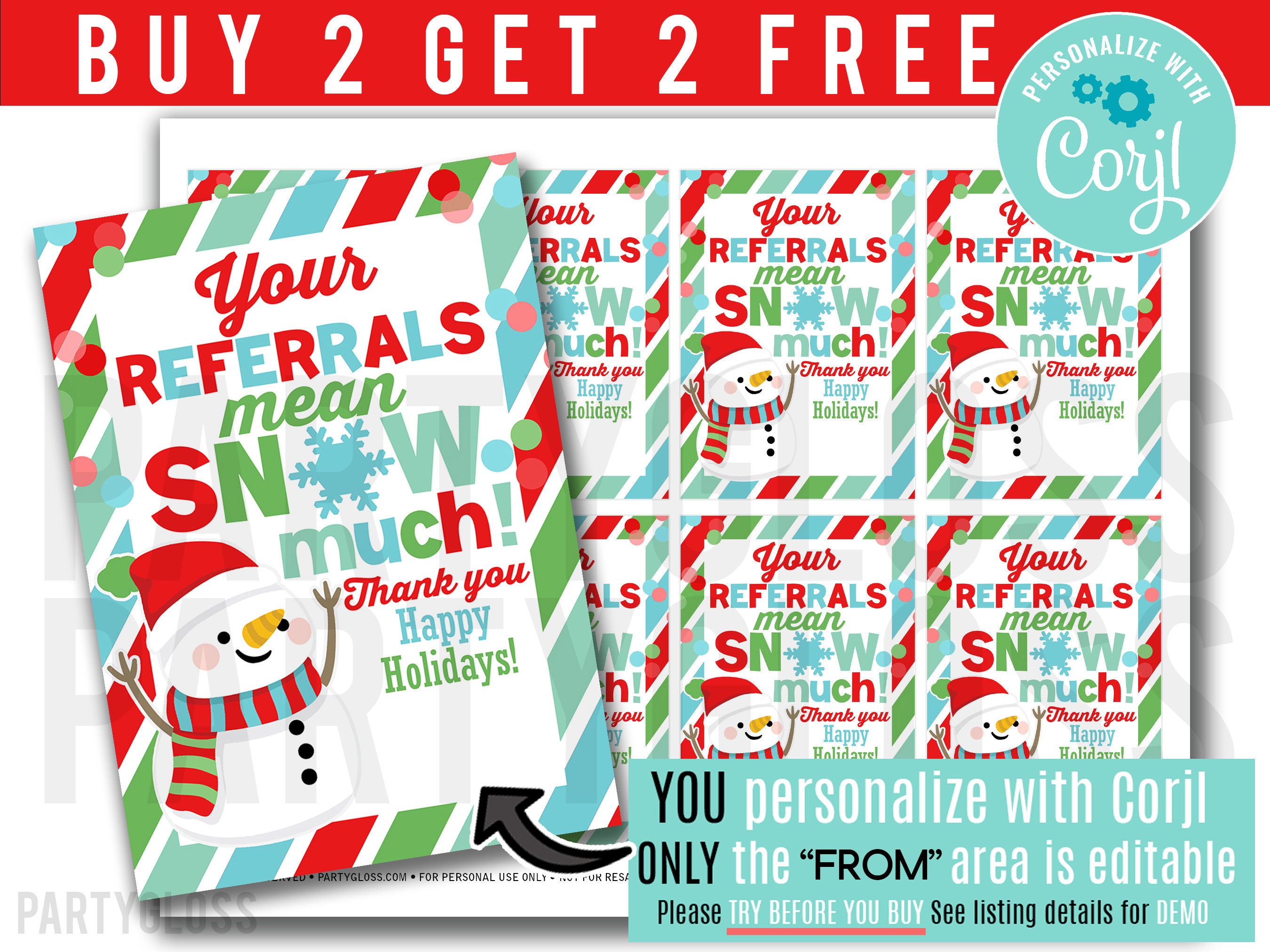 Editable Christmas Your Referrals Mean Snow Much Appreciation Printable ...