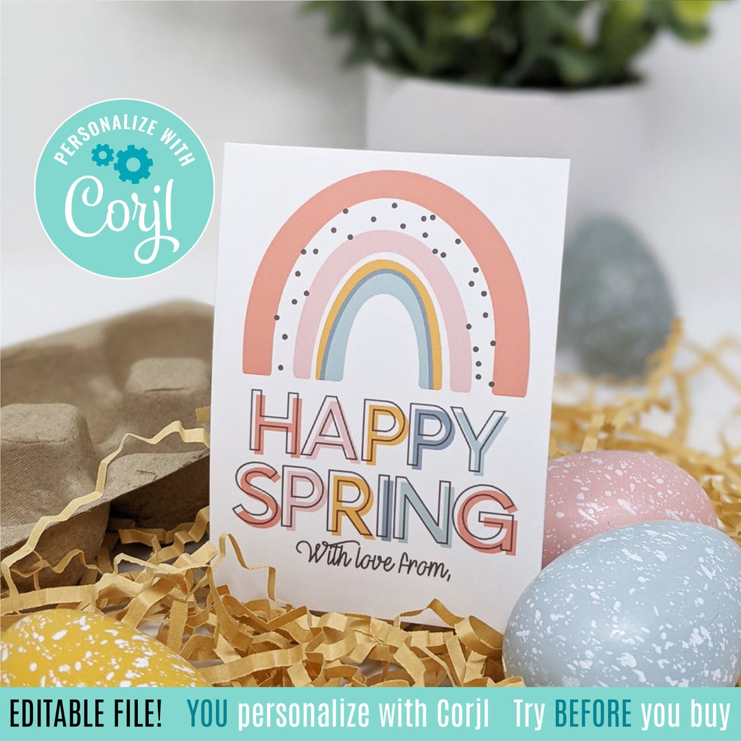 Editable Happy Spring Printable Gift Tags, Non Religious Easter Gift ...