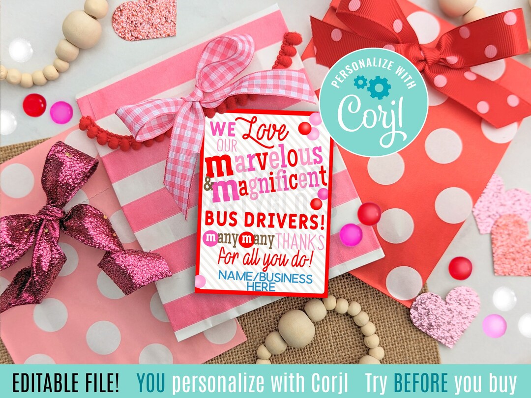 Editable Valentine's Day Bus Driver Appreciation Tag, Printable School ...