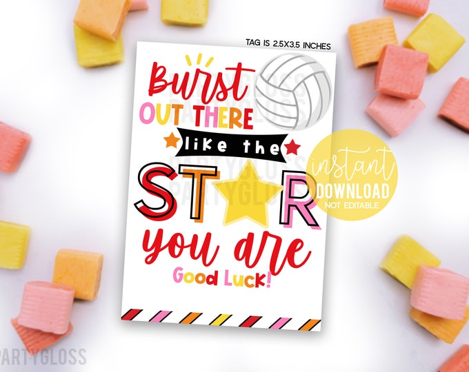 Volleyball Team Good Luck Printable Snack Tags, Volleyball Game Treat ...