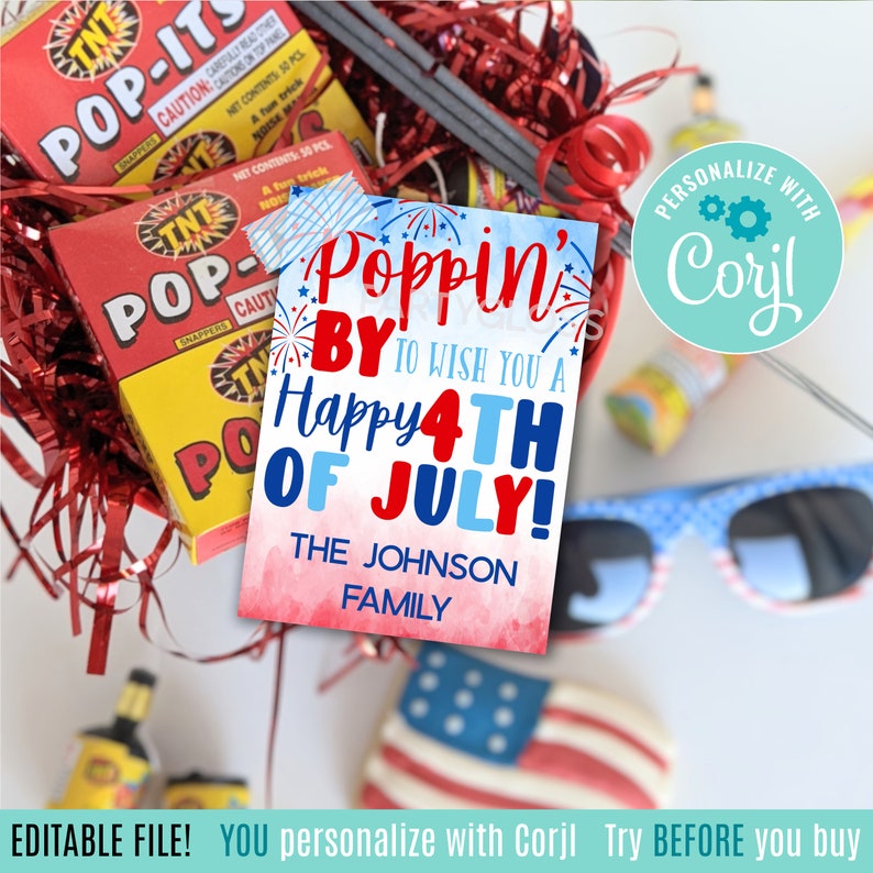 Editable 4th of July Poppin by Printable Tag Pop It Tag - Etsy