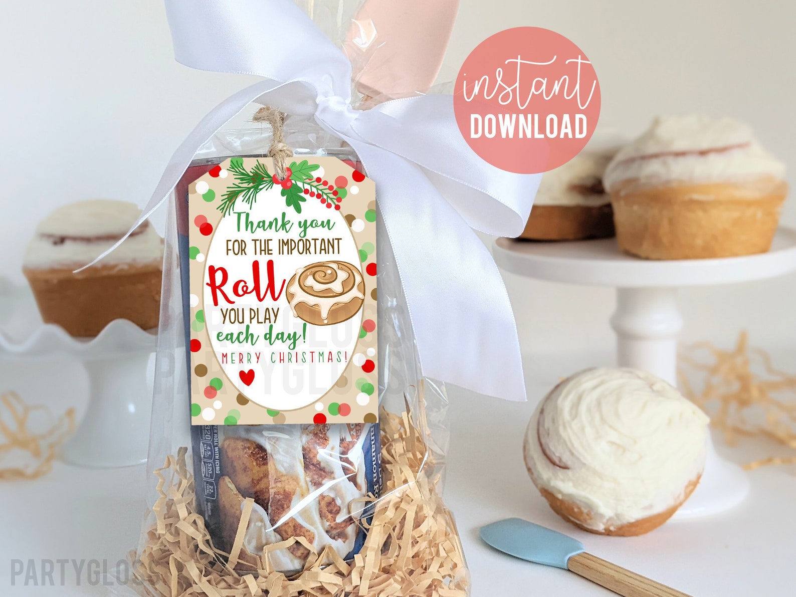 Cinnamon Roll Printable Tag | Staff Team Employee Gift | Baked Goods ...