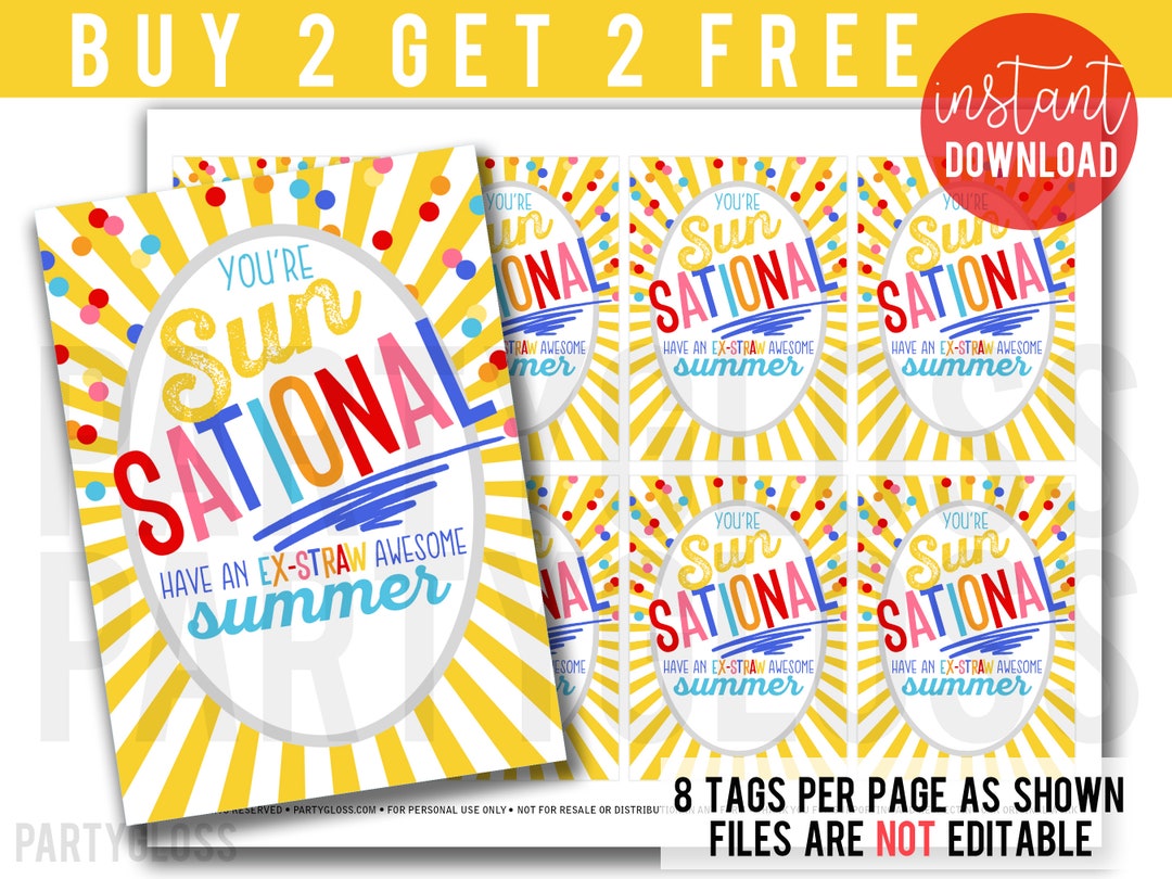 Sun End of Year Printable Tags, You're Sun Sational Sunshine Drink ...