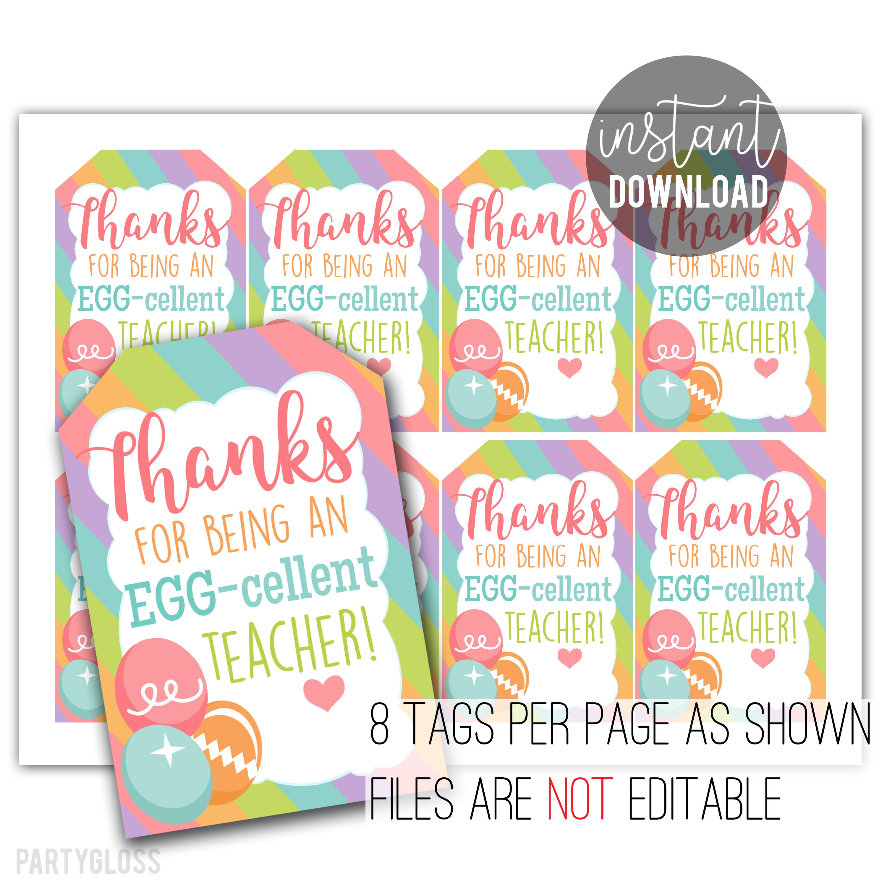 Easter Teacher Appreciation Printable Tags Eggcellent - Etsy Australia