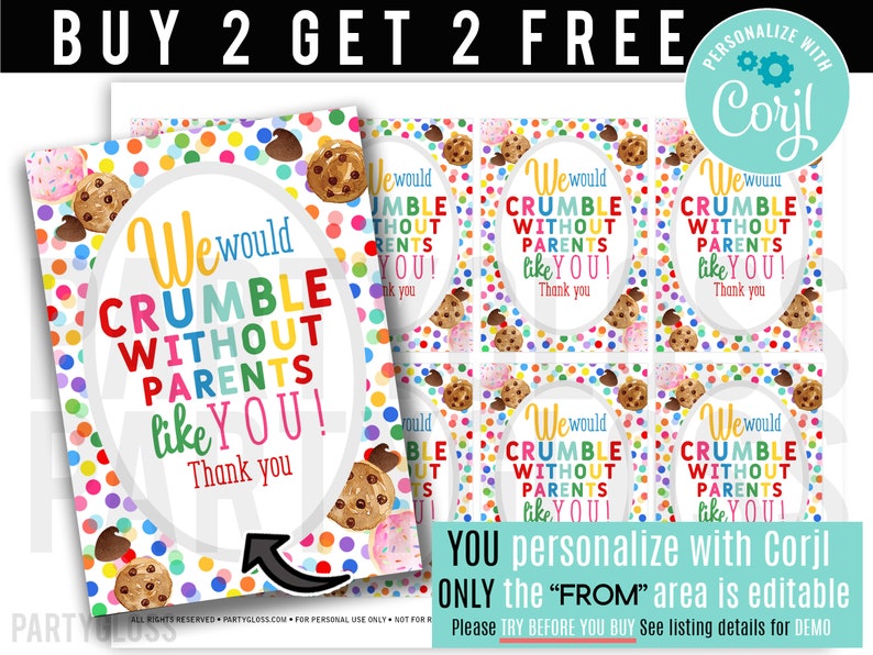 Editable Parent Appreciation Printable Tags Cookie Tag Gift for ...