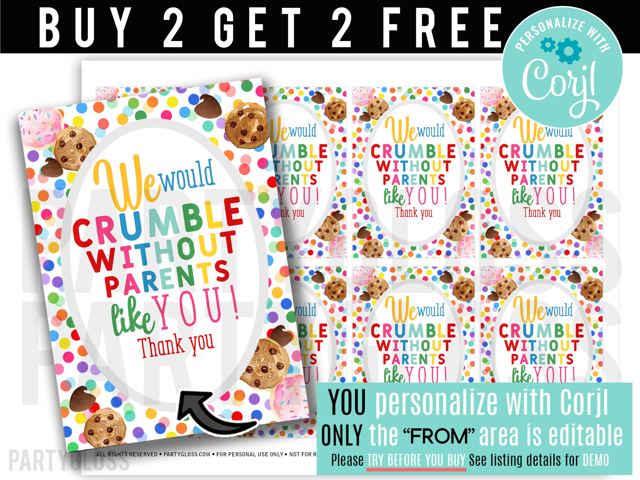 Editable Parent Appreciation Printable Tags Cookie Tag Gift - Etsy