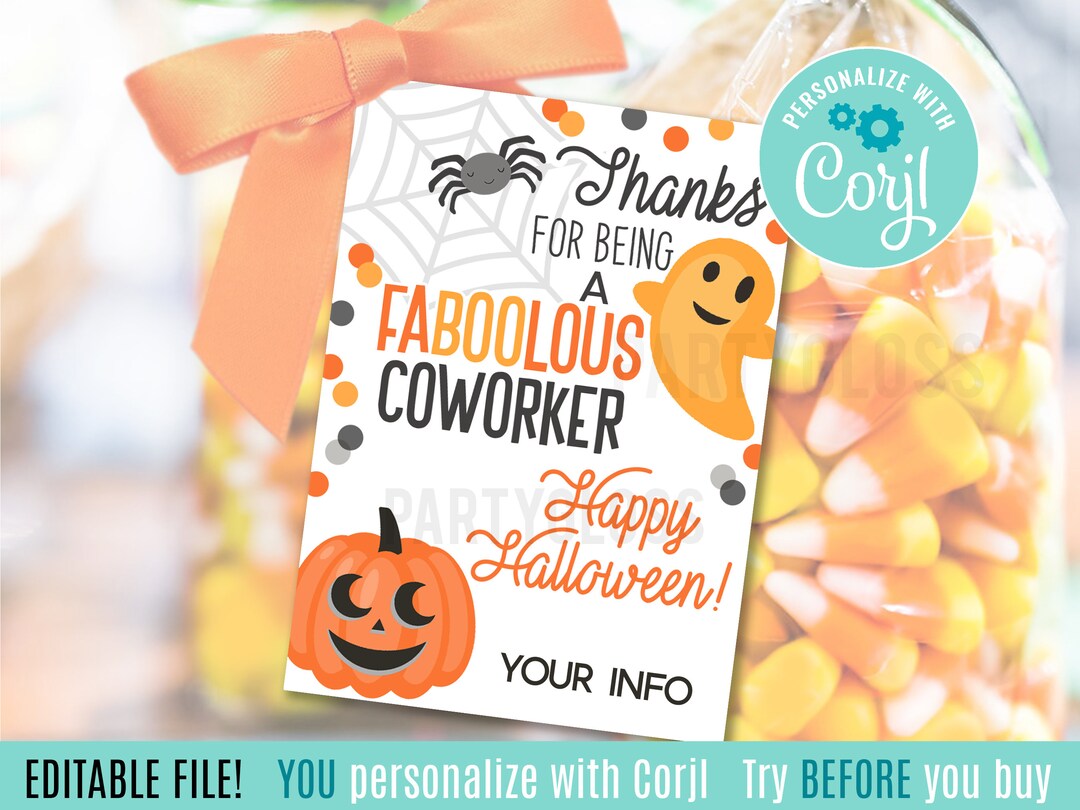 Editable Coworker Appreciation Happy Halloween Printable Gift Tags ...