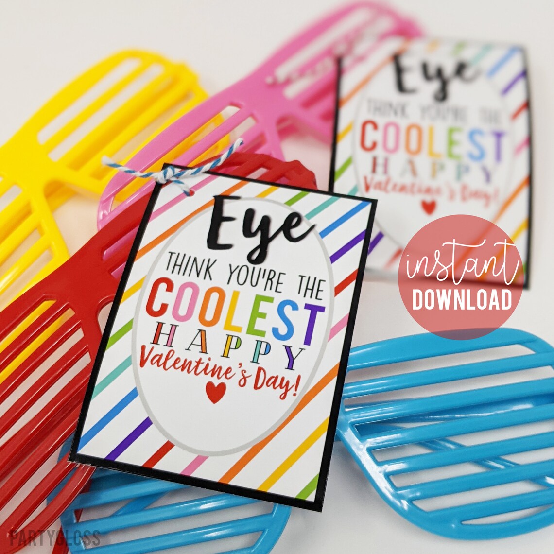 Glasses Valentine's Day Printable Tag Sunglasses | Etsy