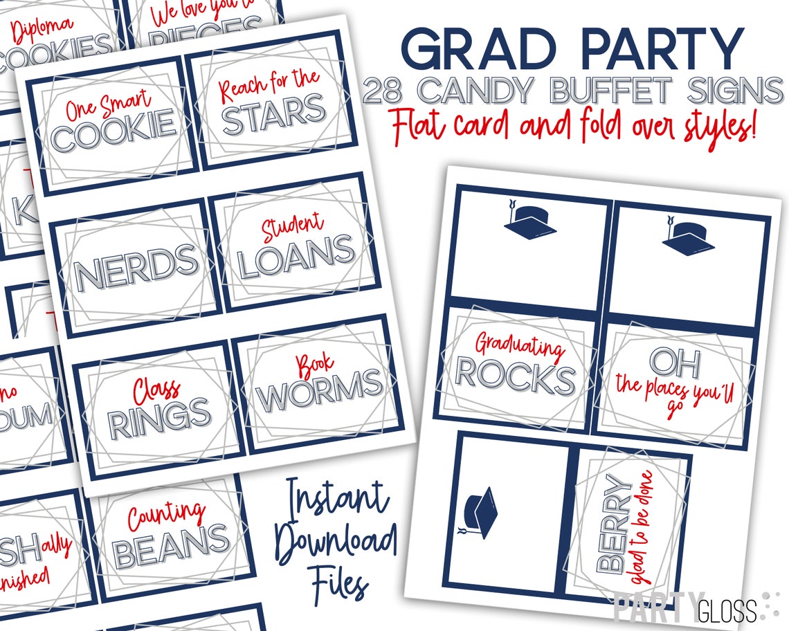 Graduation Candy Buffet Labels Candy Bar Labels Grad Party - Etsy