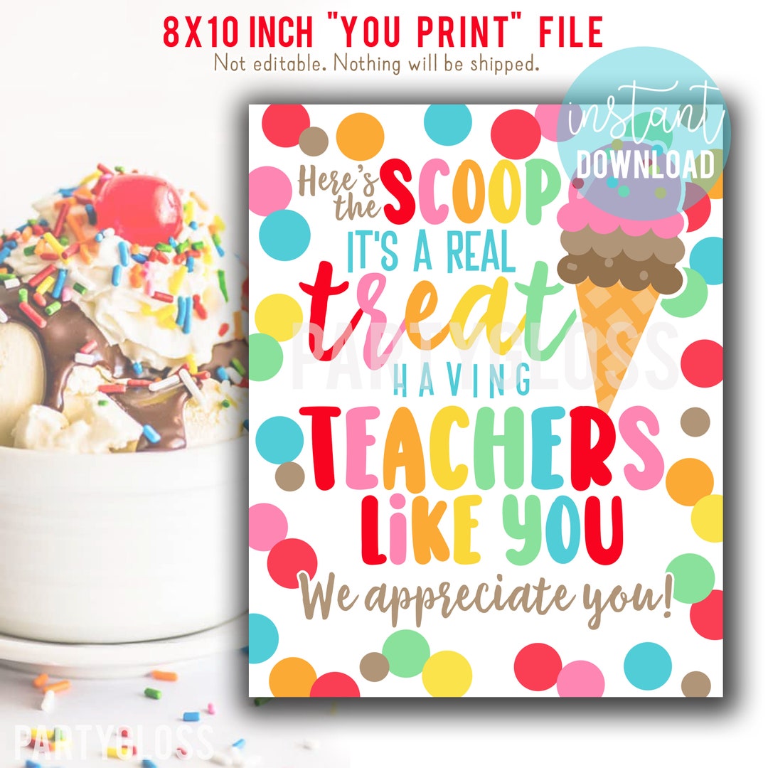 Ice Cream Sundae Teacher Appreciation Print | Teachers Lunch ...