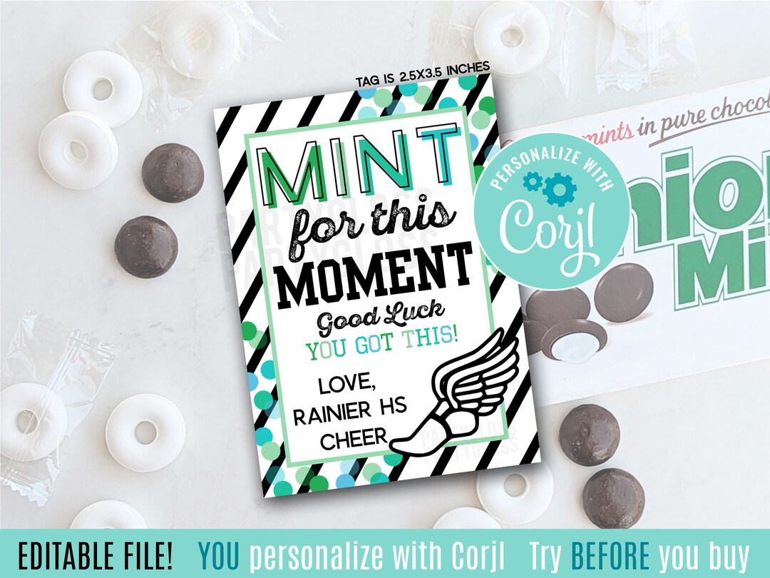 Editable Track and Field Mint for This Moment Good Luck Printable Gift ...