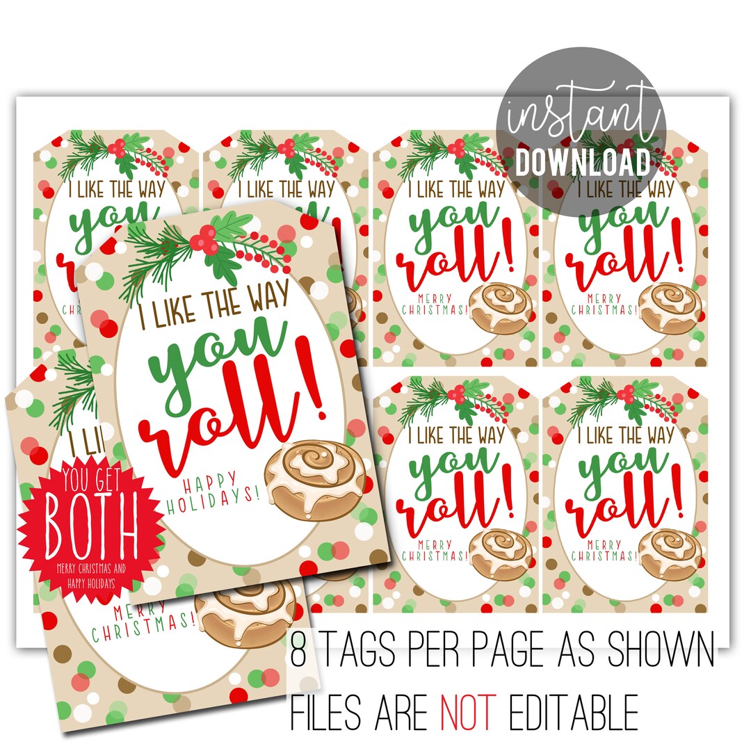 I Like the Way You Roll Printable Tag | Friend Gift Tag | Baked Goods ...