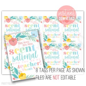 Scent-sational Teacher End of the Year Printable Gift Tags ...