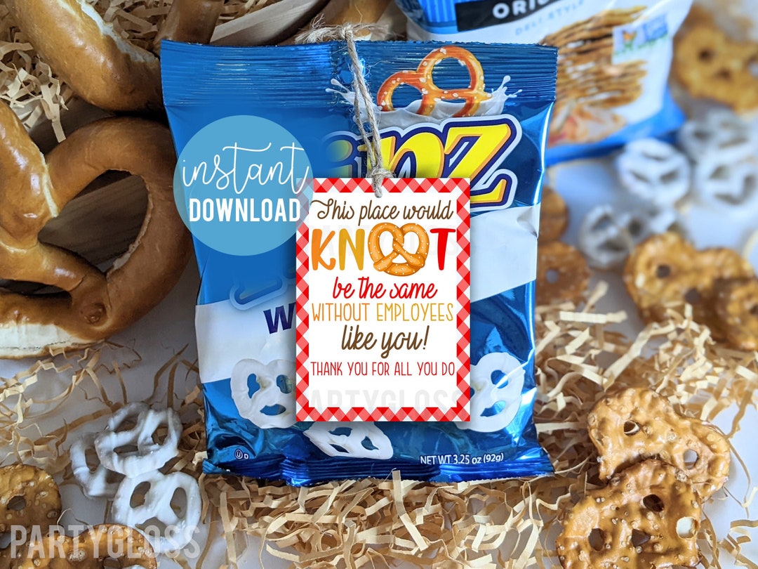 Employee Appreciation Pretzels Printable Tags | Thank You Pretzel Tag ...