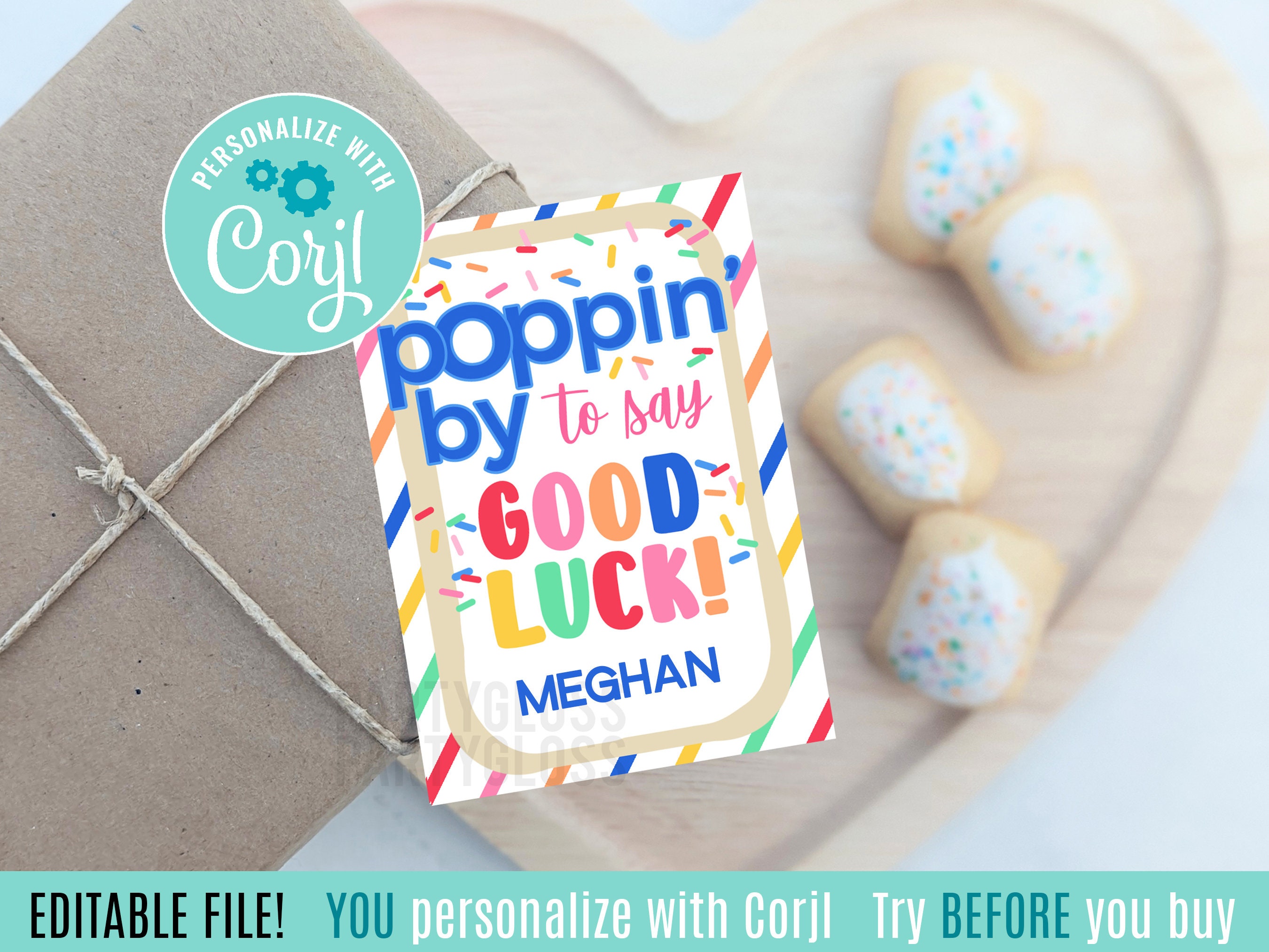 Editable Poppin by Good Luck Printable Tags Pastry Tart Team Tag ...