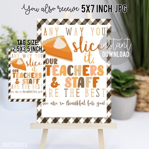 Thanksgiving Teachers and Staff Appreciation Printable Gift Tags, Pie ...