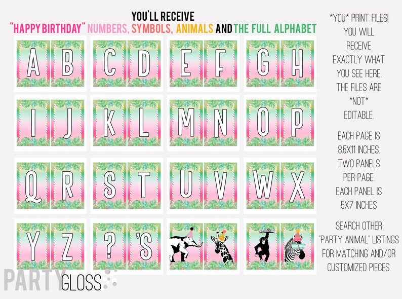 Party Animals Printable Banner Instant Download Party - Etsy