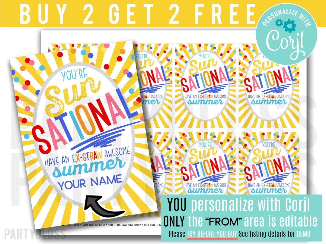 Editable Sun End of Year Printable Tags, You're Sun Sational Sunshine ...
