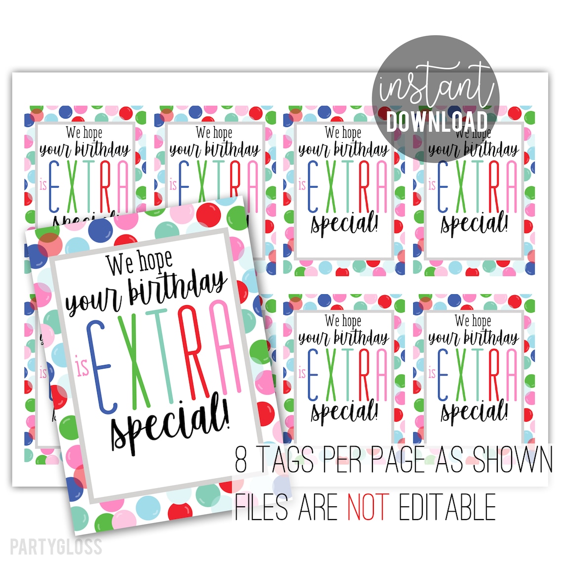 Extra Special Birthday Printable Gum Tag Gum Tags Extra | Etsy